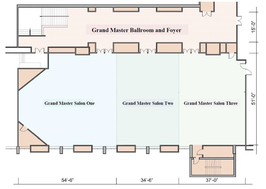 Grand Master Ballroom Floor Plan | Revere Hotel